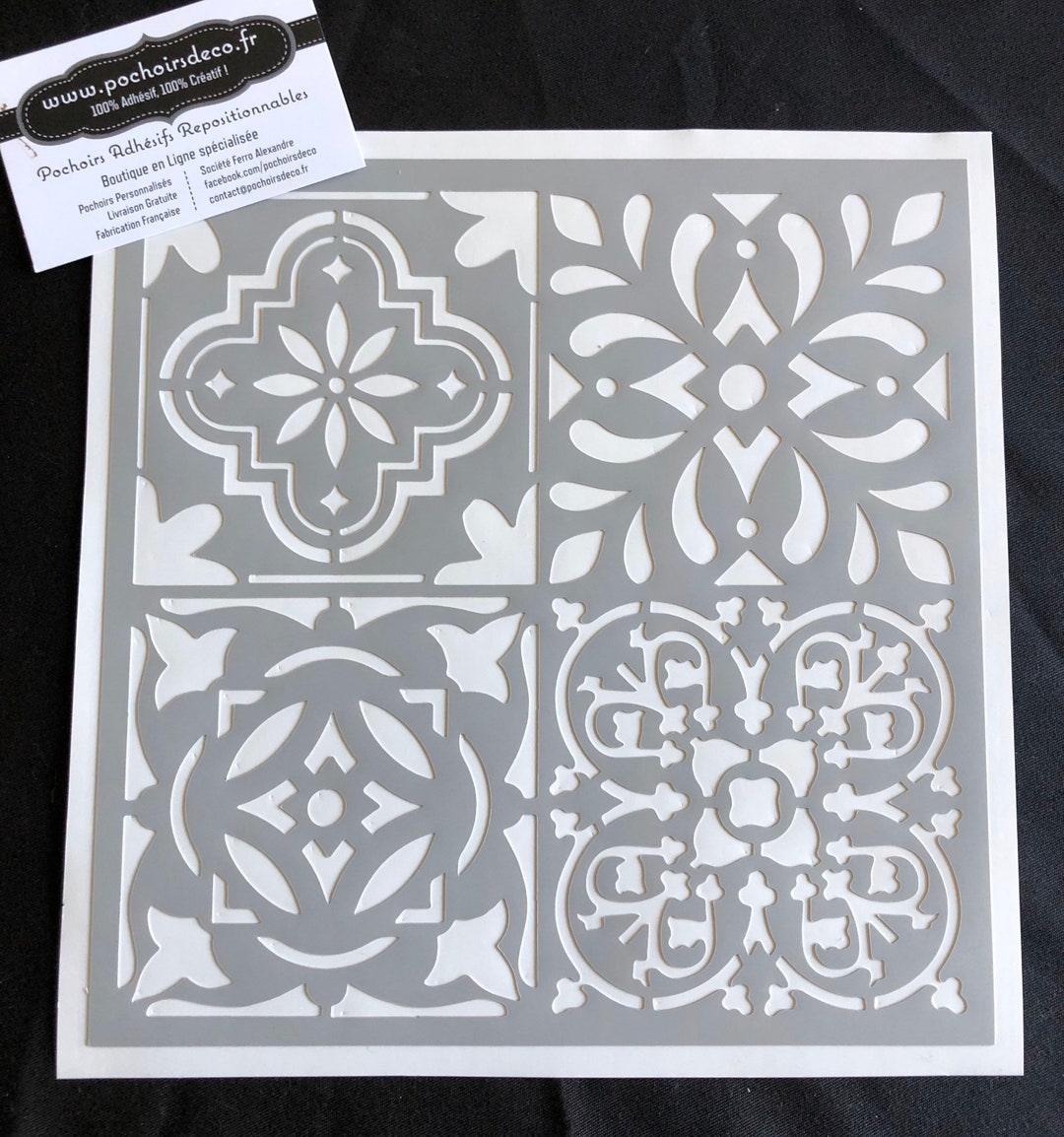 Stencil PVC Adhesive Reusable 20 X 20 Cm Earthenware / Cement Tiles ...