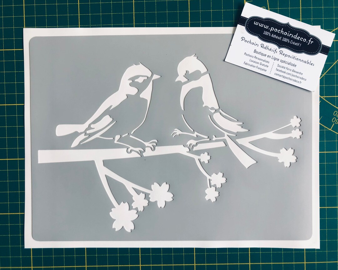 Stencil Adhesive PVC Reusable 25 X 20 Cm Cherry and Bird - Etsy