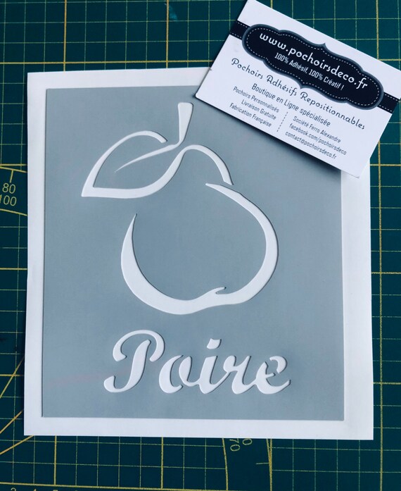 Pochoir Adhésif PVC Réutilisable 15 x 15 cm Poire & Lettrage - Etsy France
