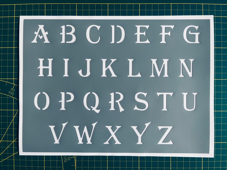 Reusable PVC Adhesive Stencil 30 X 20 Cm Old Vintage Alphabet 3cm ...
