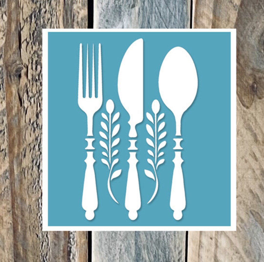 Reusable PVC Adhesive Stencil 20 X 15 Cm Fork, Knife & Spoon Set - Etsy