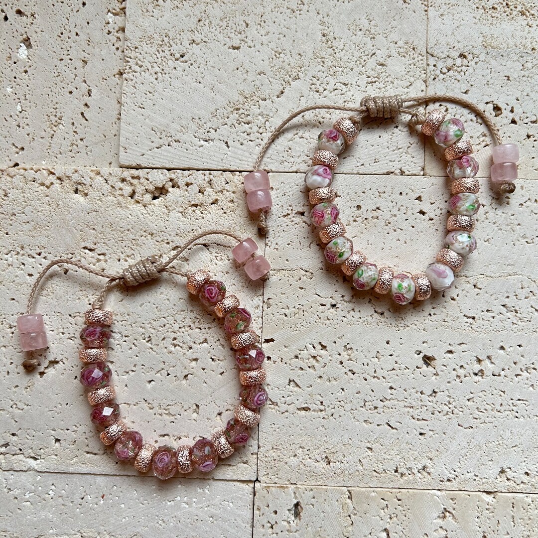 Bespoke Bracelet, Pink and Rose Gold Bracelet, Rose Gold, Romantic ...