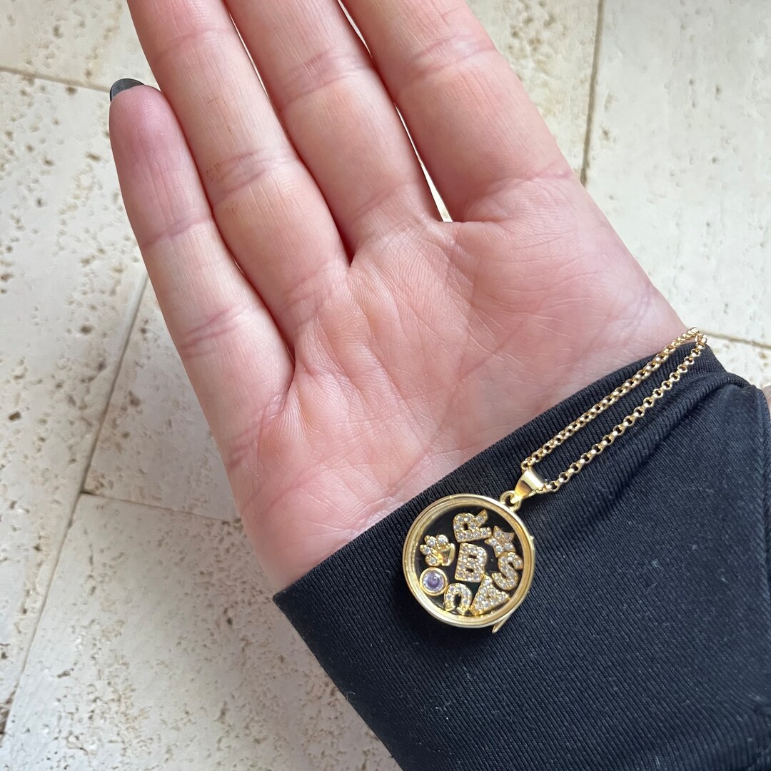 Fillable Glass Locket Pendant: Custom Letter Charm Necklace Love ...