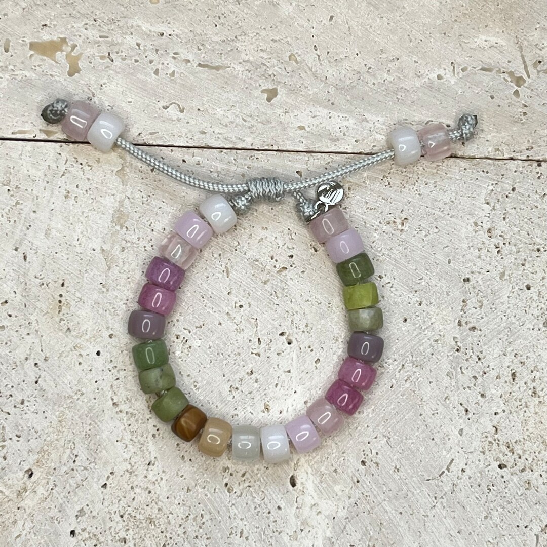 Forget Me Nots, Big Hole Pony Gemstone Adjustable Beaded Bracelet - Etsy