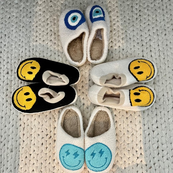 Preppy Smiley Face Slippers - Etsy