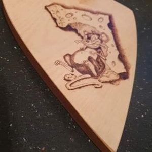 Hand Designed Pyrography Art, Cheese Board With Cute Greedy Mouse Hand ...