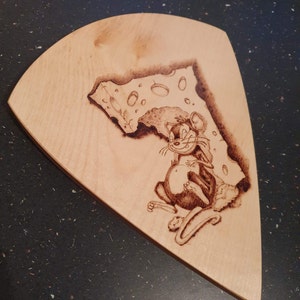 Hand Designed Pyrography Art, Cheese Board With Cute Greedy Mouse Hand ...