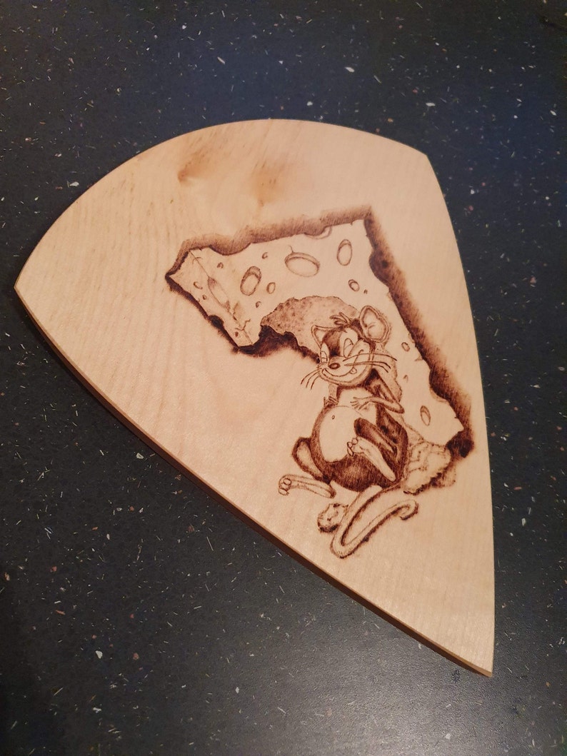 Hand Designed Pyrography Art Cheese Board With Cute Greedy - Etsy