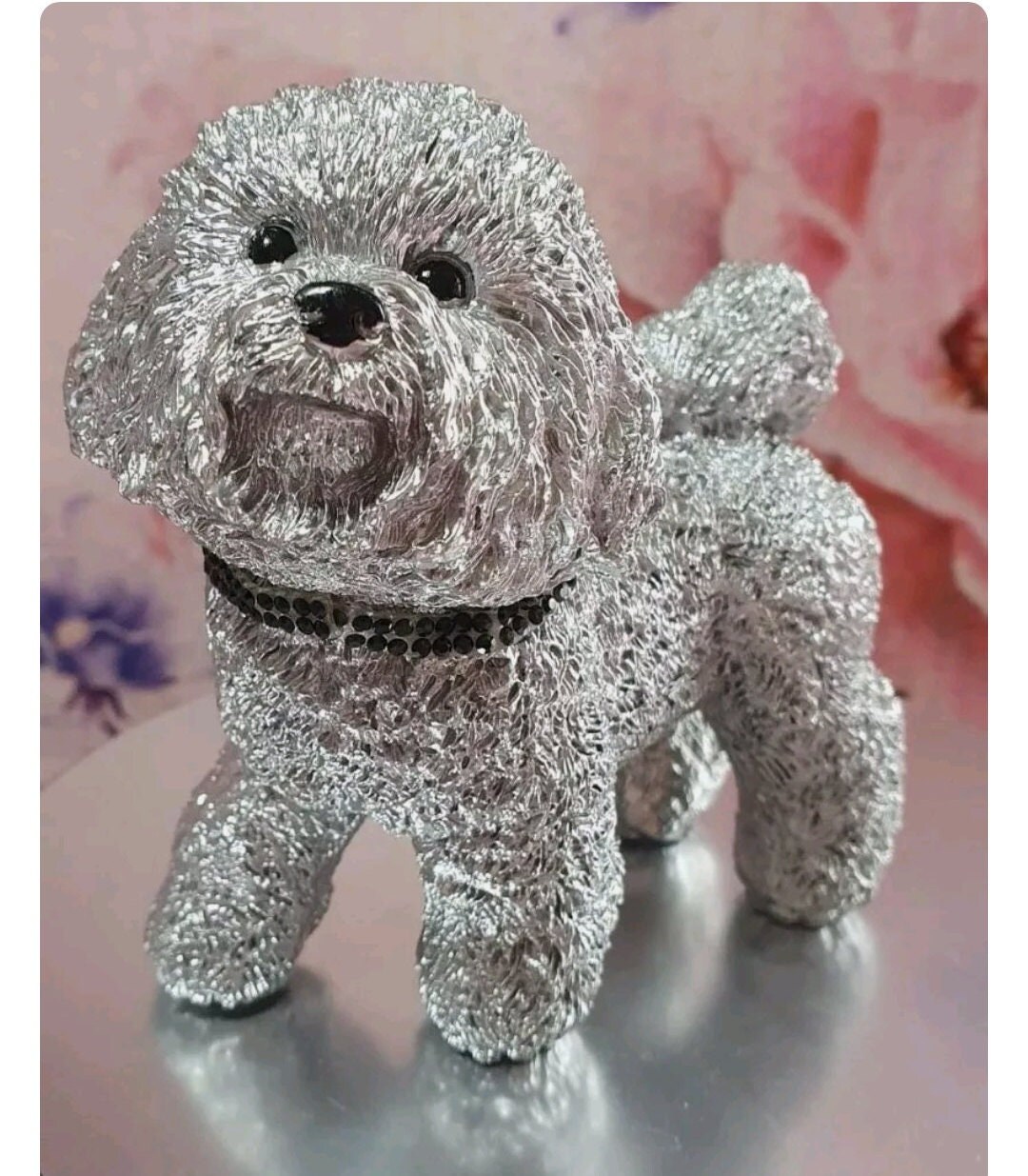 Bichon Frise Luxury Statue in Polished Chrome Silver With - Etsy
