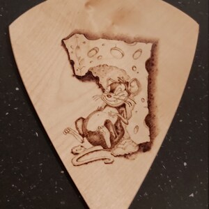 Hand Designed Pyrography Art, Cheese Board With Cute Greedy Mouse Hand ...
