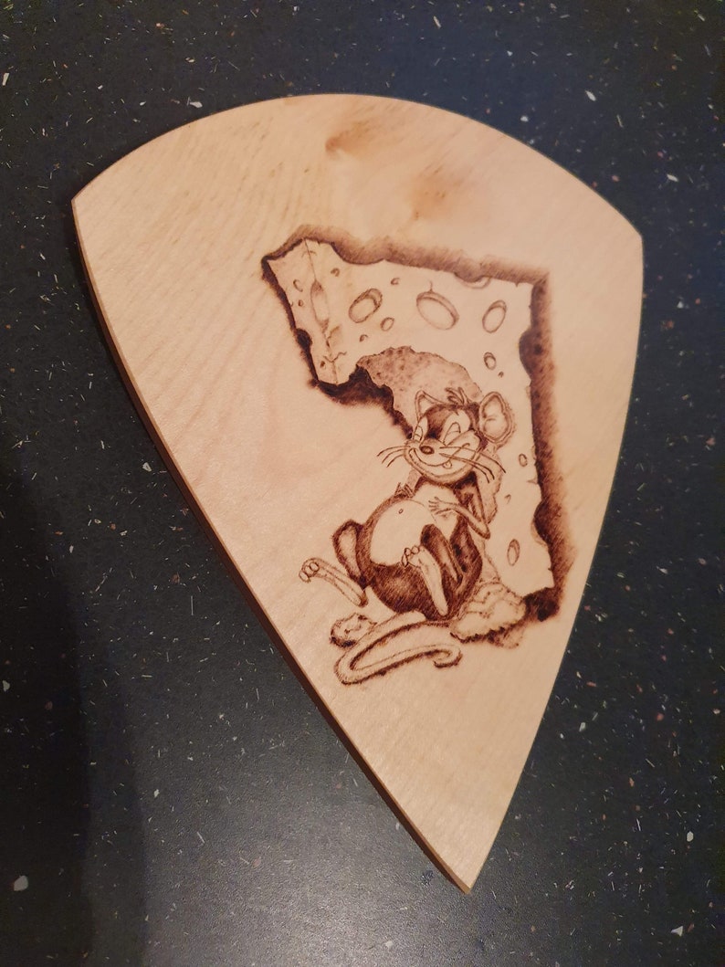Hand Designed Pyrography Art Cheese Board With Cute Greedy - Etsy