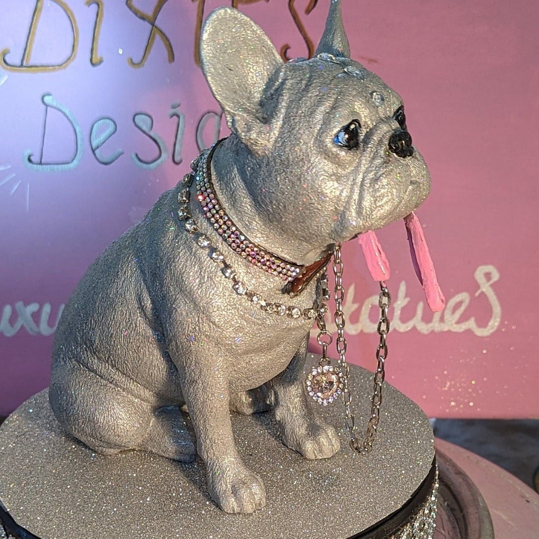 Beautiful Frenchie Dog Statue, Memorial Statue for Frenchies, Sparkling ...