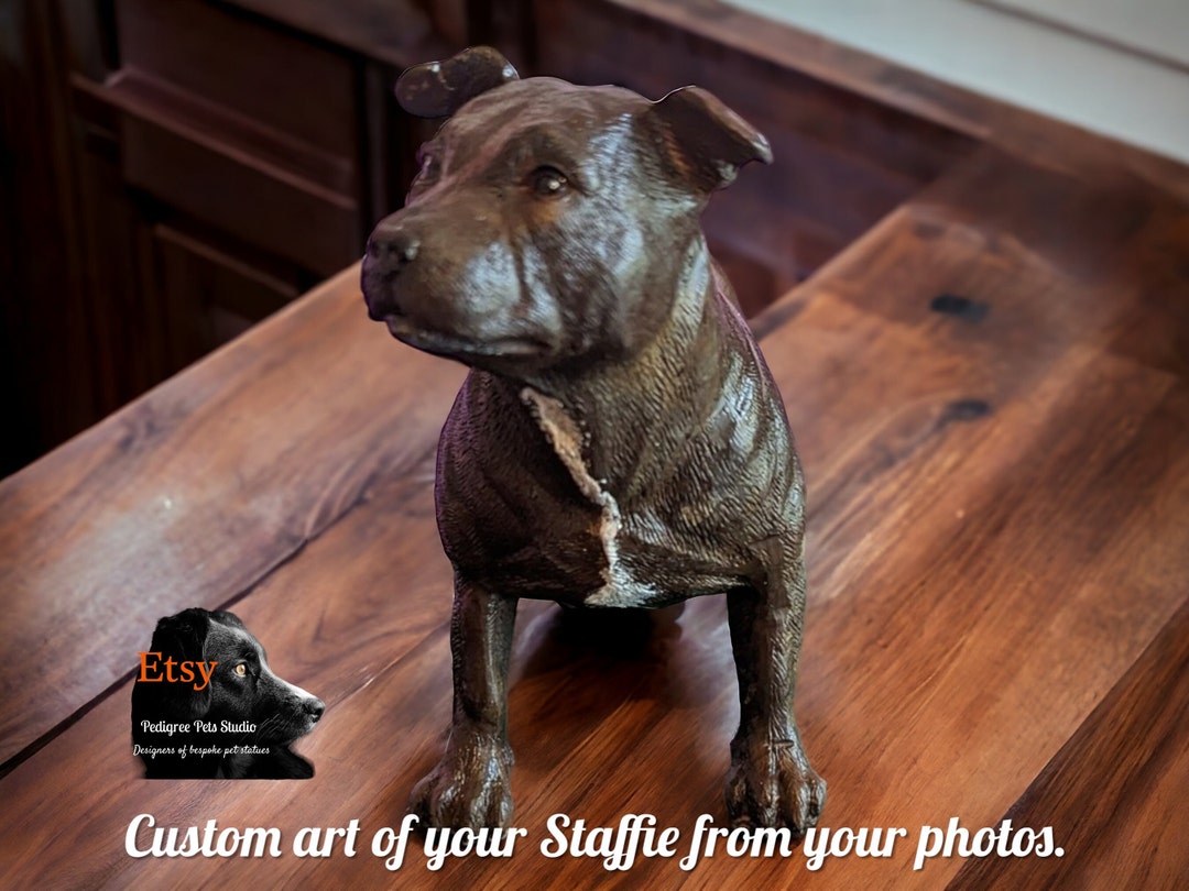 Custom Art Statue of Your Staffie. Hand Designed From Your Photos ...