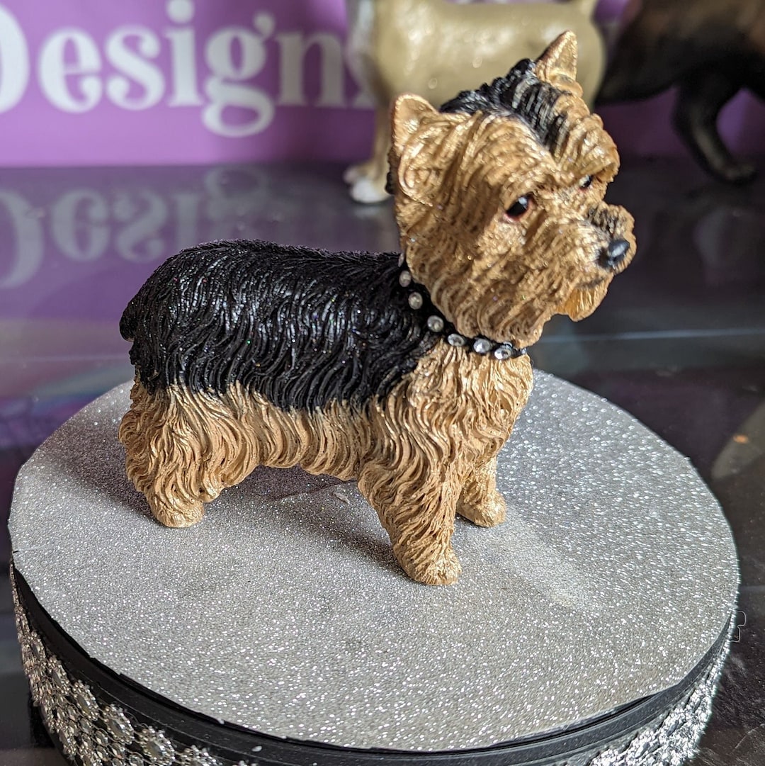 Yorkshire Terrier Dog Statue, Memorial Yorkie Dog Statue in Black and ...
