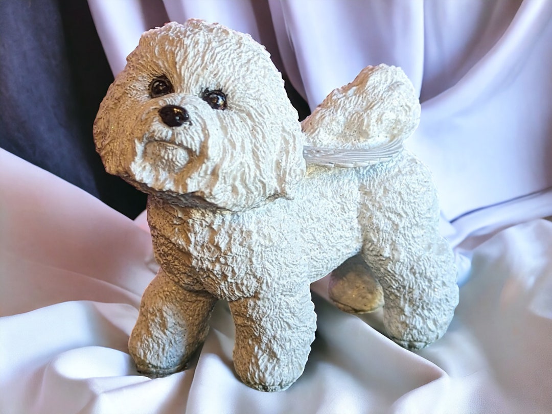Memorial Bichon Frise Dog Statue. Angel Bichon Frise Dog Statue. White ...