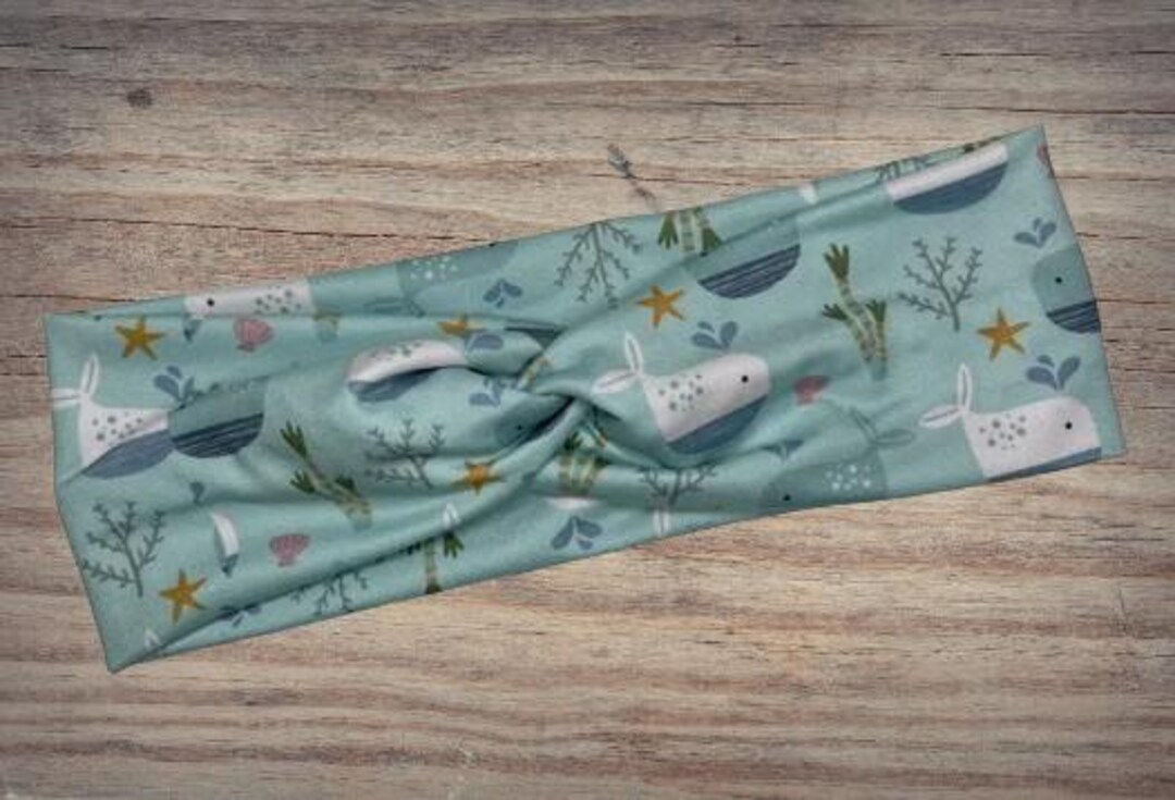 Blue Whales, Sea, Headband, Twisted Headband, Knotted Headband, Turban ...