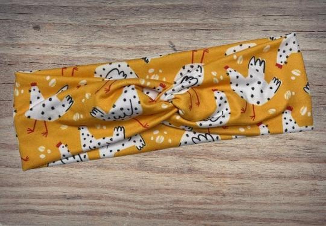 Yellow Polka Dot Chickens Headband, Twisted Headband, Knotted Headband ...