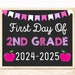 Editable Pink First Day of School Chalkboard Sign, Reusable First Day ...
