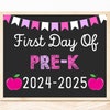Editable Pink First Day of School Chalkboard Sign, Reusable First Day ...