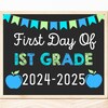 Editable Blue First Day of School Chalkboard Sign, Reusable First Day ...