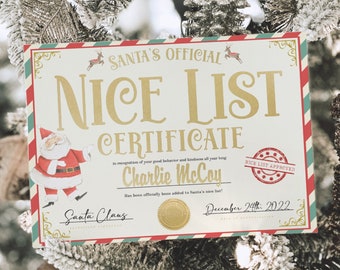 Editable Nice List Certificate Christmas Eve Box Printable - Etsy UK