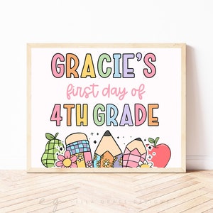 Editable First Day of 4th Grade Sign, Printable First Day of 4th Grade ...