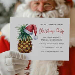 Tropical Christmas Invitation Editable Tropical Santa Christmas Party ...
