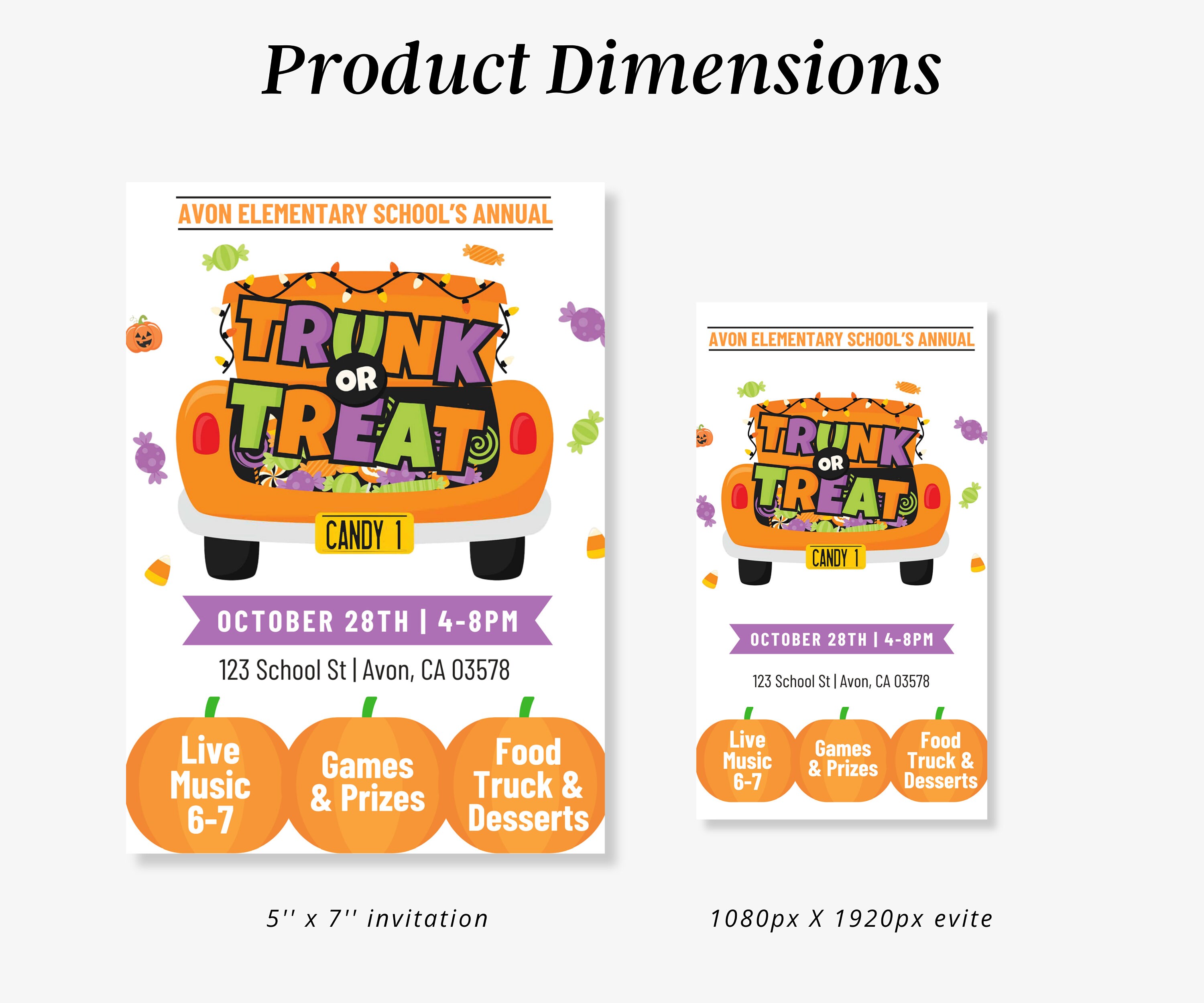 Trunk or Treat Invitation, Editable Trunk or Treat Flyer, School ...