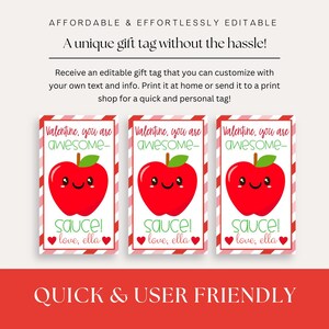 Editable Applesauce Pouch Valentine's Day Tag, Printable Valentine ...