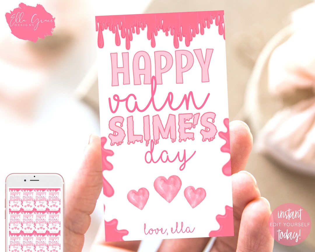 Editable Slime Valentine's Day Printable Tag, Non Food Valentine ...