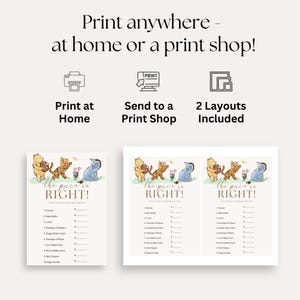 60 Pooh Baby Shower Games, Editable Winnie the Pooh Classic Party Games ...
