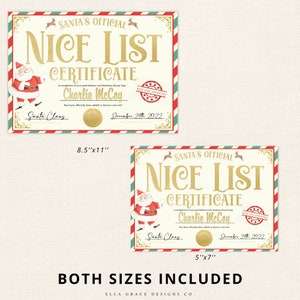 Editable Santa Claus Official Nice List Certificate, Letter From Desk ...