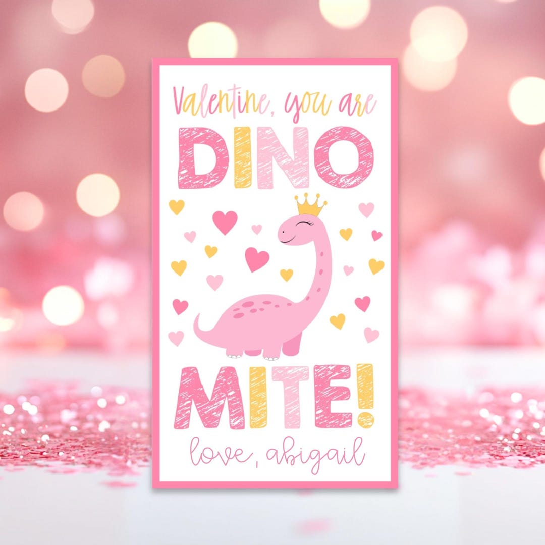 Editable Dinosaur Valentine's Day Favor Tag, Valentines Day Gift Tags ...