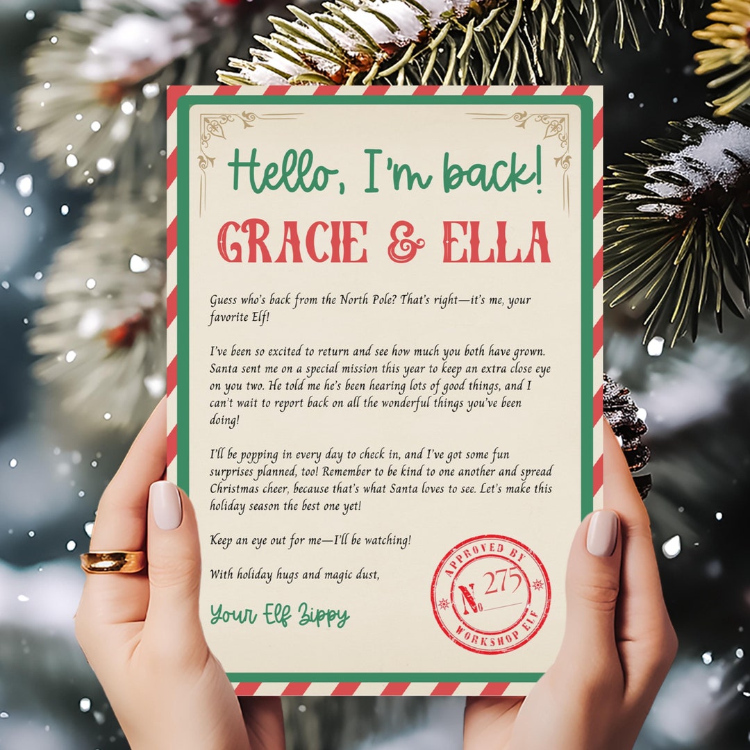 Editable Elf I'm Back Letter Elf Arrival Letter Elf Return Letter ...