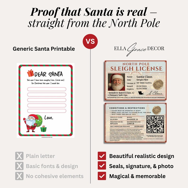 Realistic Santa License Digital Download Christmas Eve Prop Lost Wallet ...