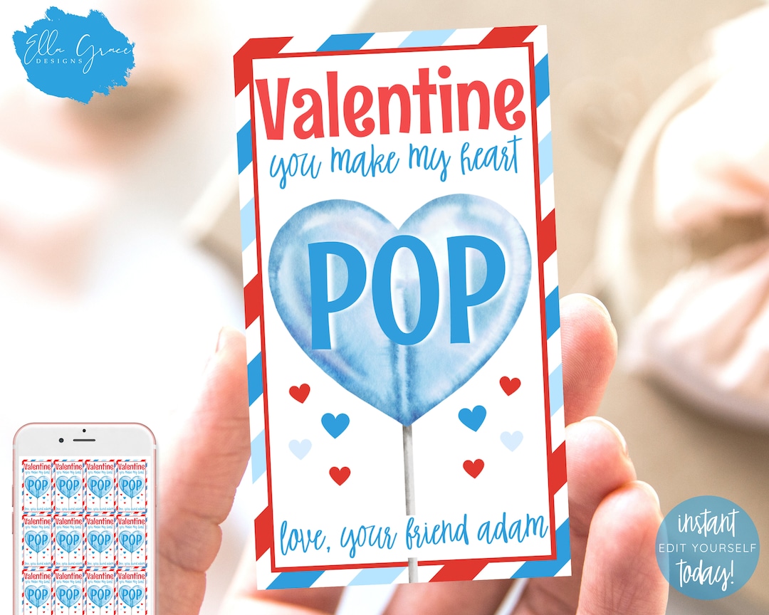 Editable You Make My Heart Pop Valentine's Day Gift Tag, Valentine ...