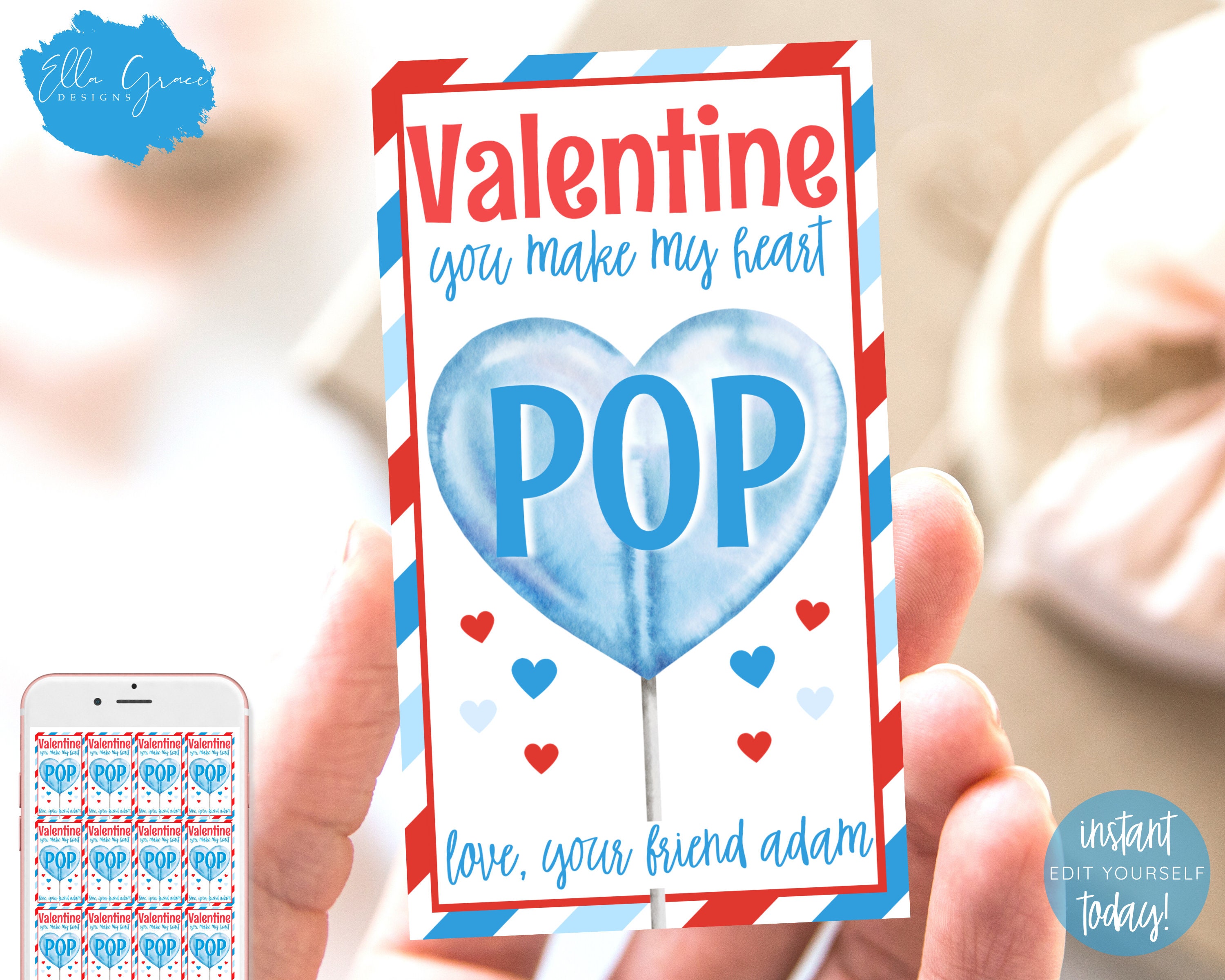 Editable You Make My Heart Pop Valentine's Day Gift Tag - Etsy