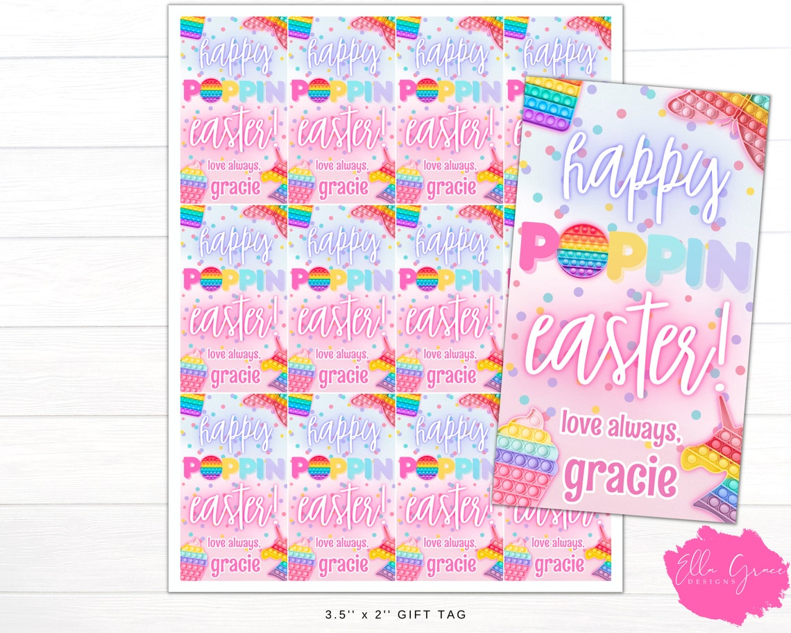 Editable Easter Pop It Tags Printable Easter Tags for Kids - Etsy