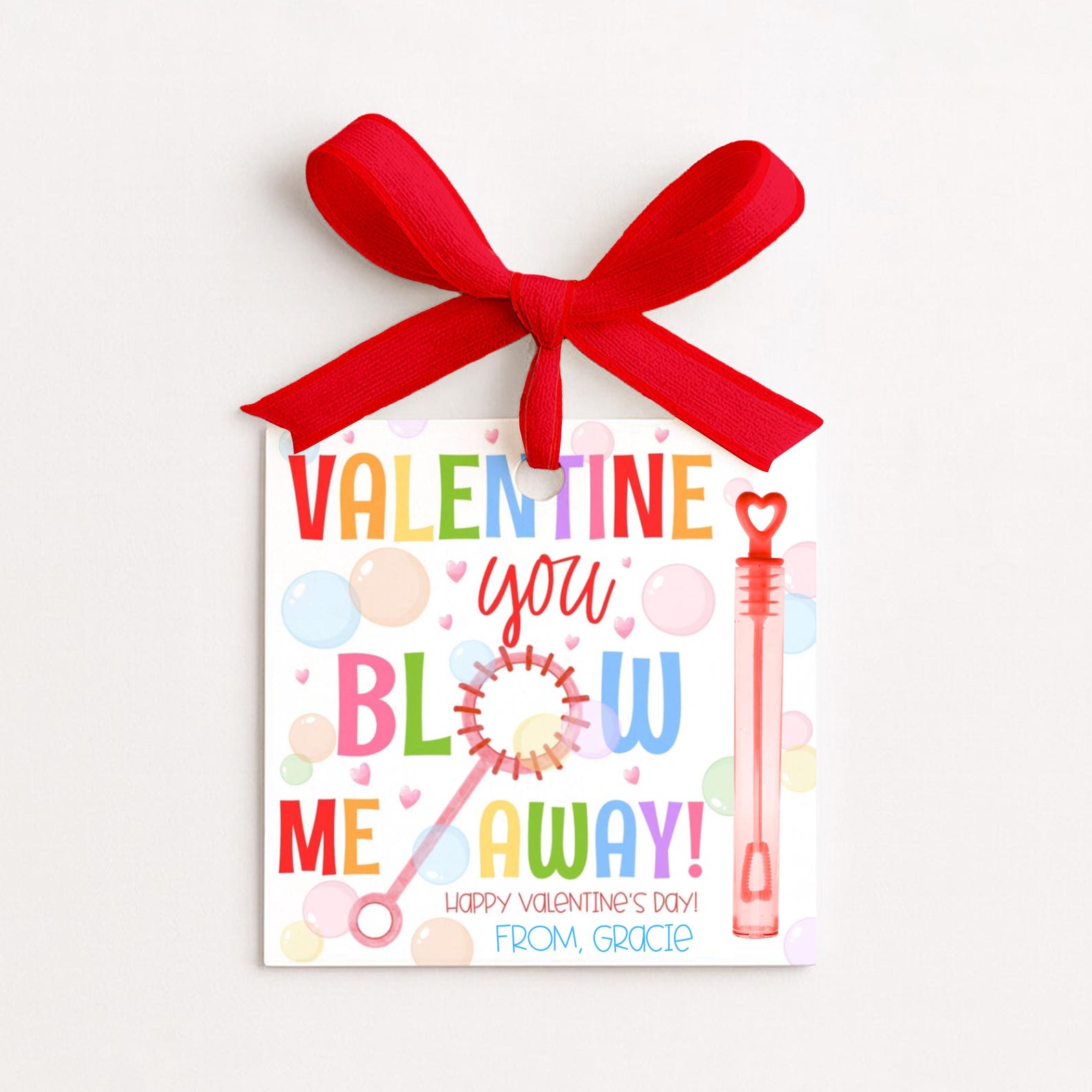 Editable Bubble Valentine Gift Tag Printable for Kids School Classroom ...