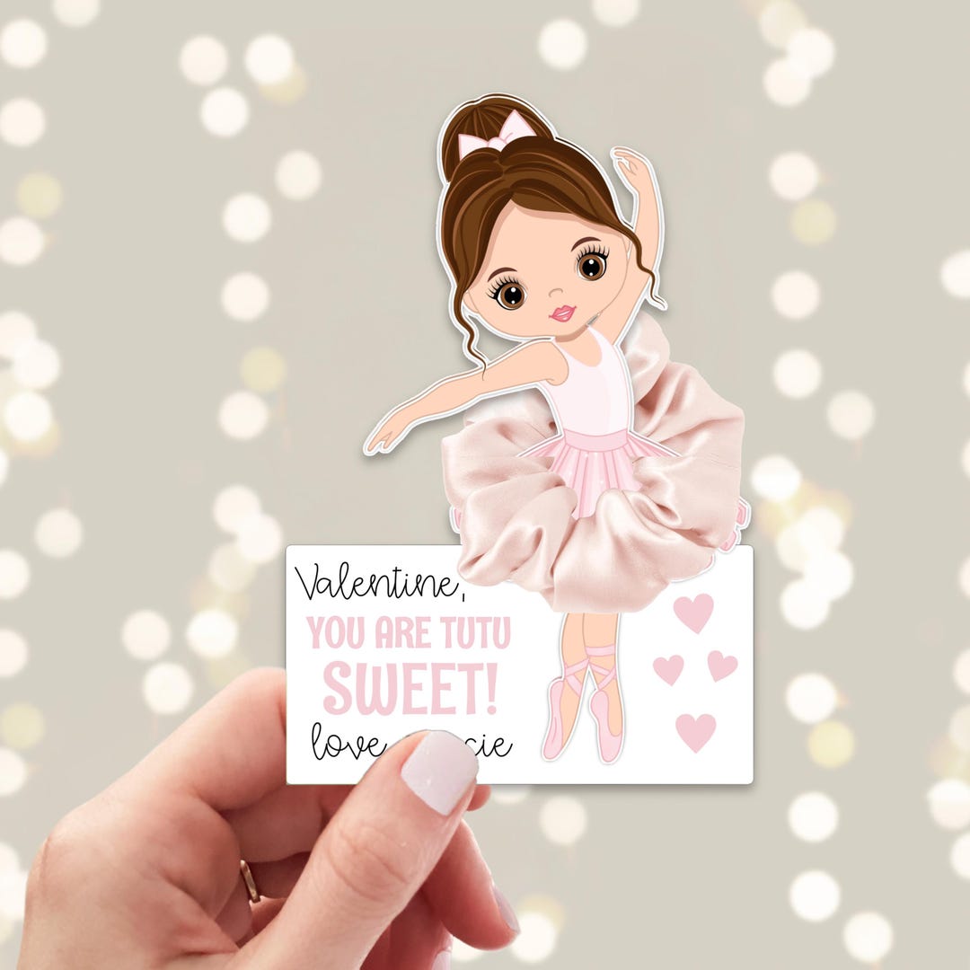 Ballerina Valentine Scrunchie, Ballerina Valentine Cards, Ballerina ...