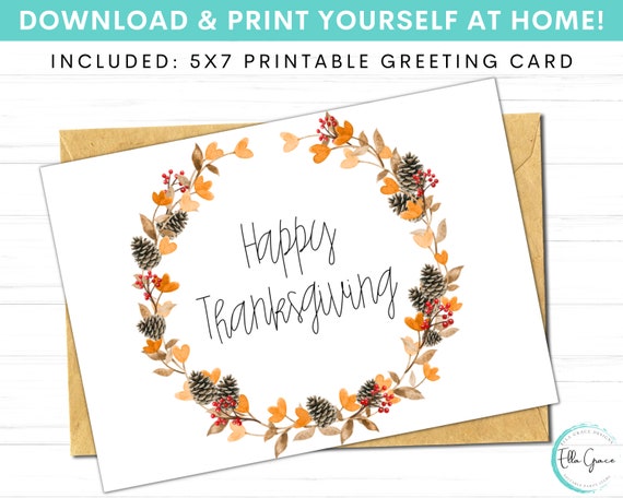 Printable Thanksgiving Card Instant Download PDF Autumn | Etsy