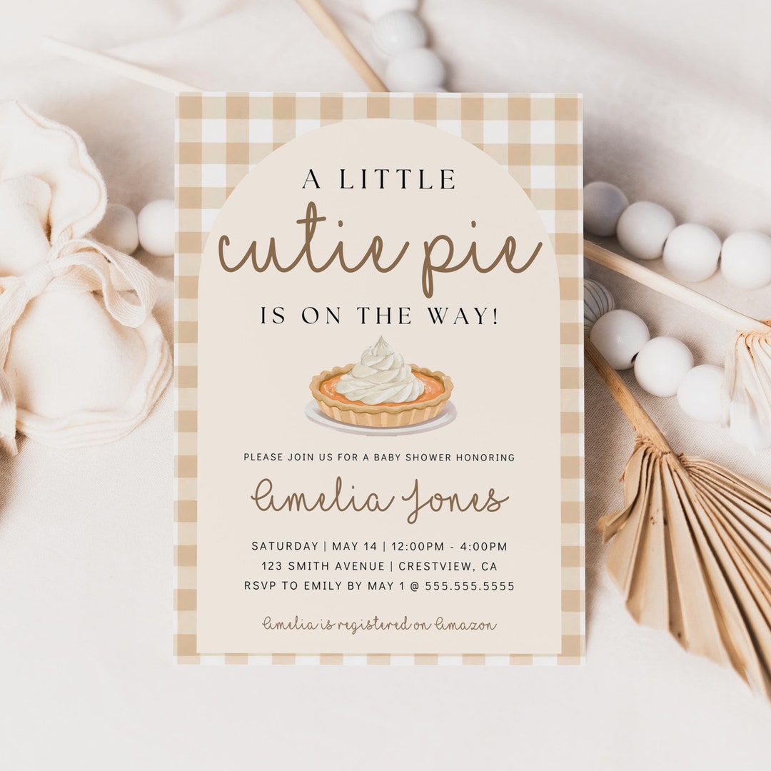 A Little Cutie Pie is on the Way Baby Shower Invitation Editable Cutie ...
