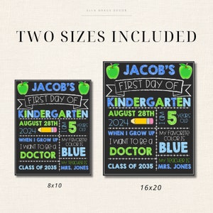 Editable Blue First Day of School Chalkboard Sign, Reusable First Day ...