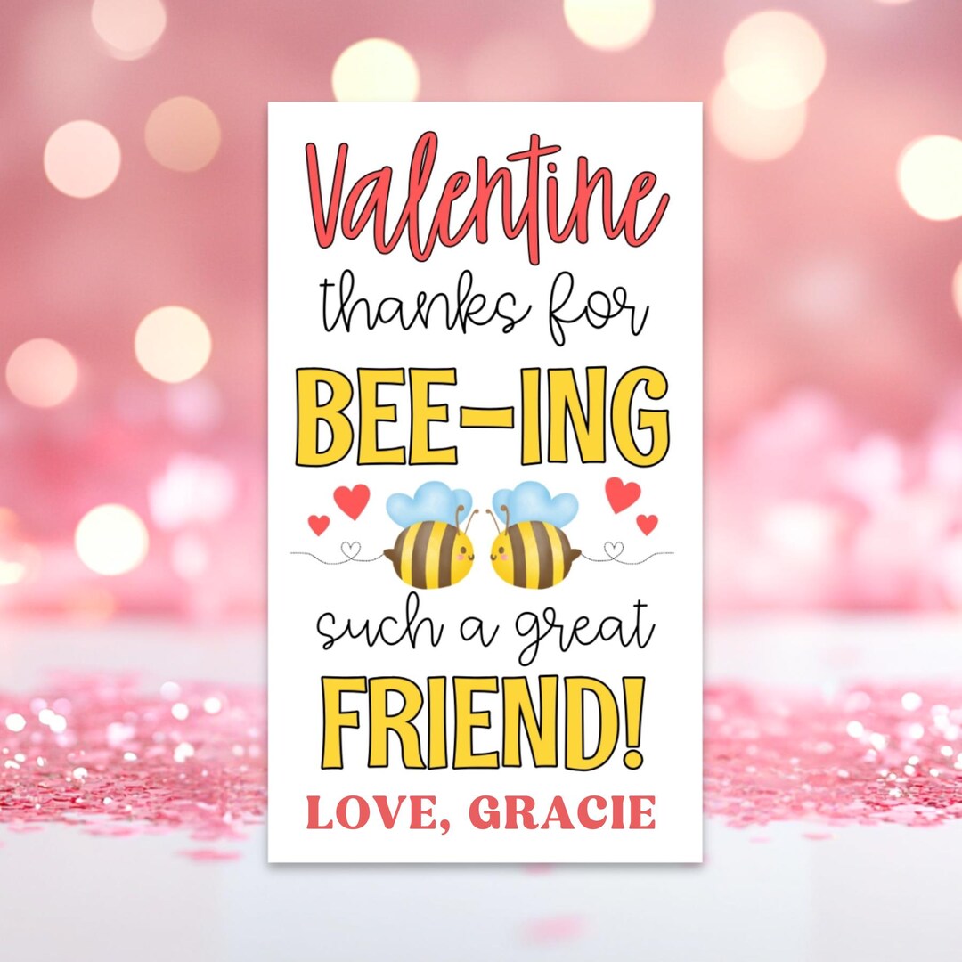 Editable Bee Mine Valentine Tags, Printable Valentine Bee Gift Tag ...