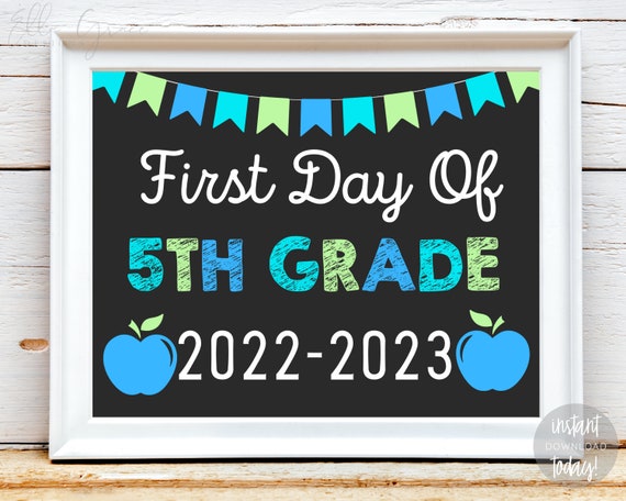 First Day of Fifth Grade Sign First Day of School Sign Fifth - Etsy