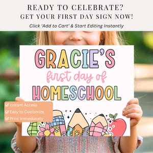 Editable First Day of Homeschool Sign, Printable First Day of ...