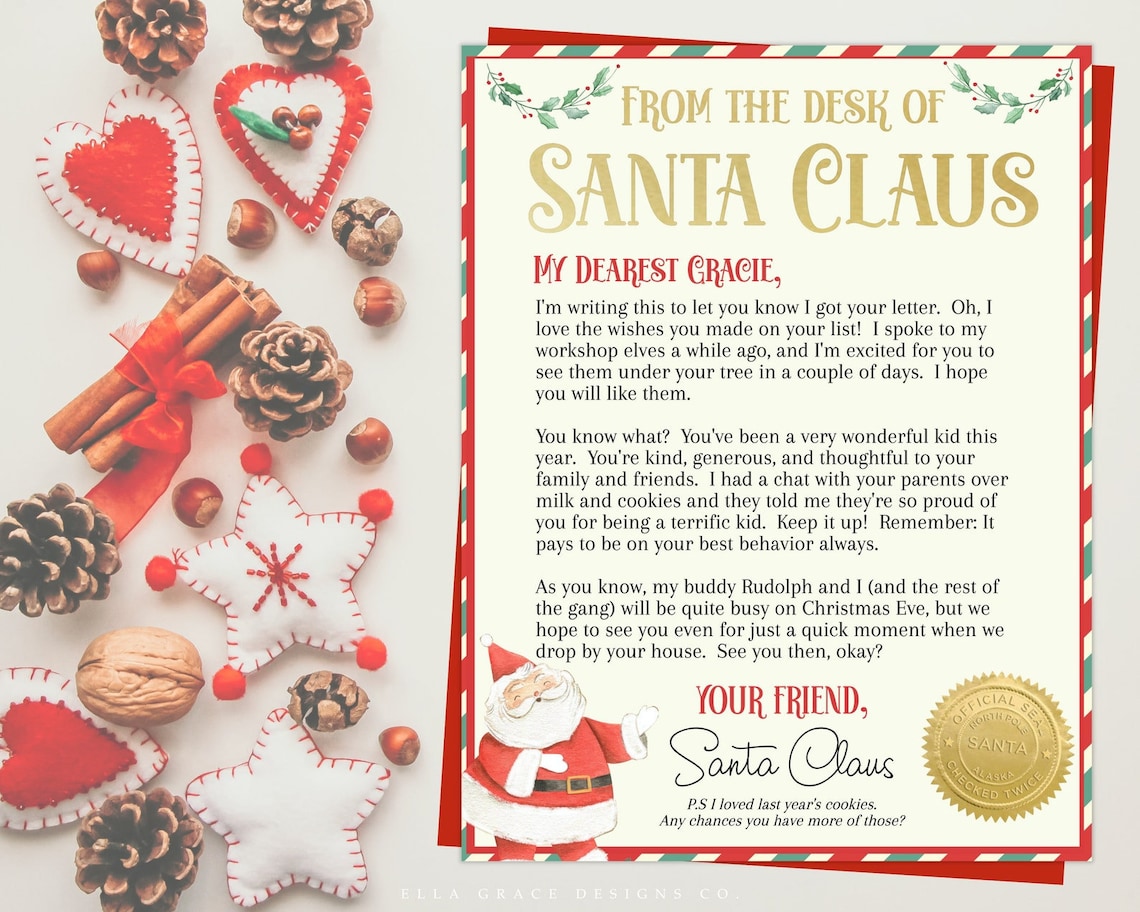 EDITABLE Christmas Eve Box Kit Letter From Santa Nice - Etsy