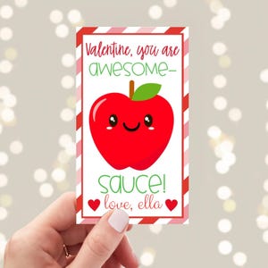 Editable Applesauce Pouch Valentine's Day Tag, Printable Valentine ...