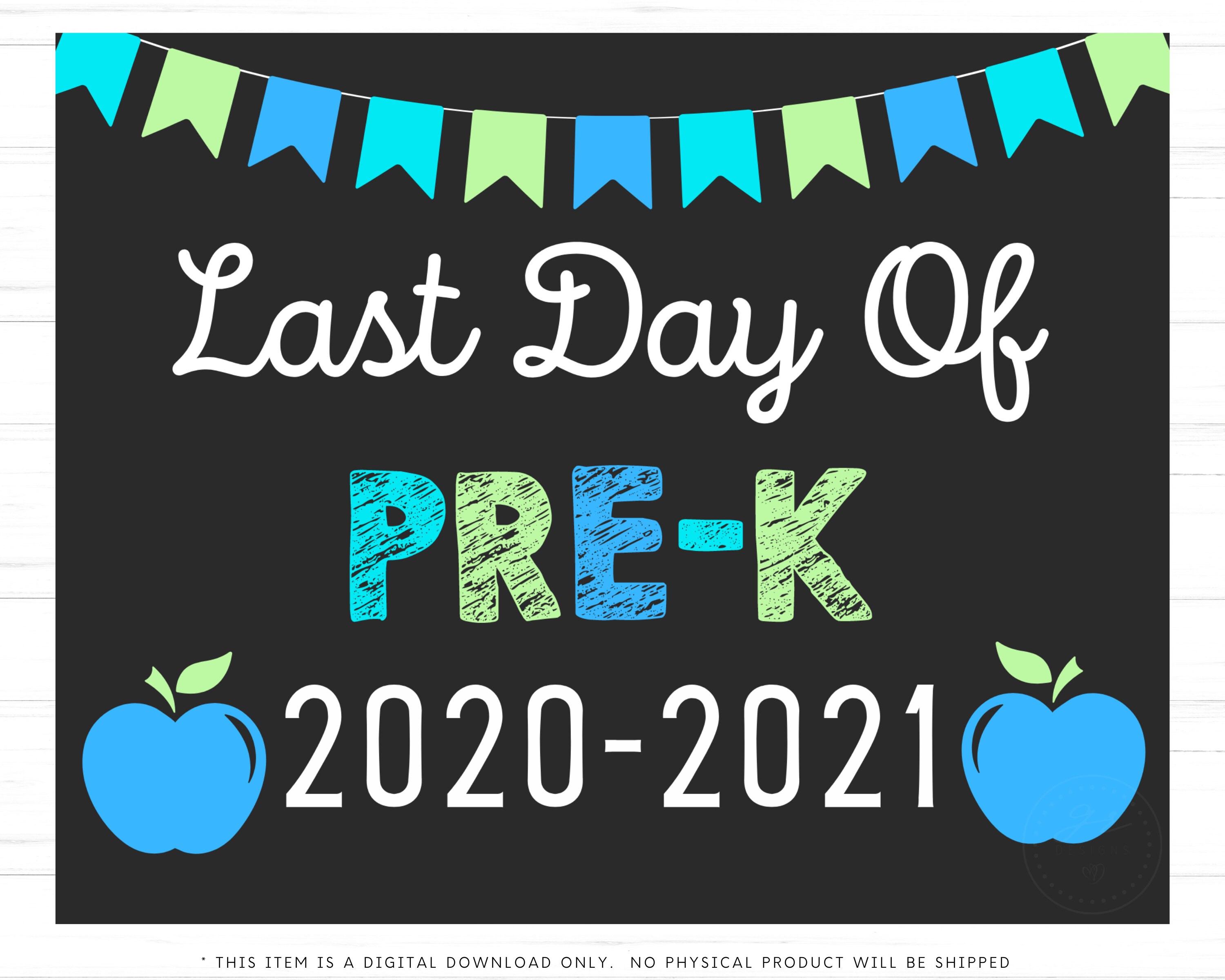 Last Day of Pre-K Sign Last Day of School Sign Pre-K | Etsy
