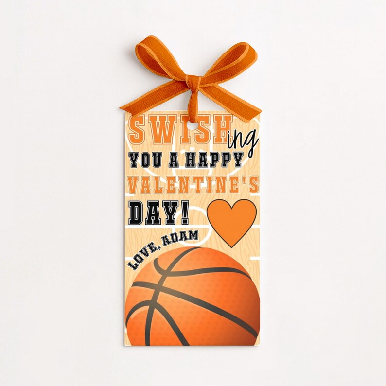 Printable Basketball Valentine Tags for Kids Classroom Editable Digital ...